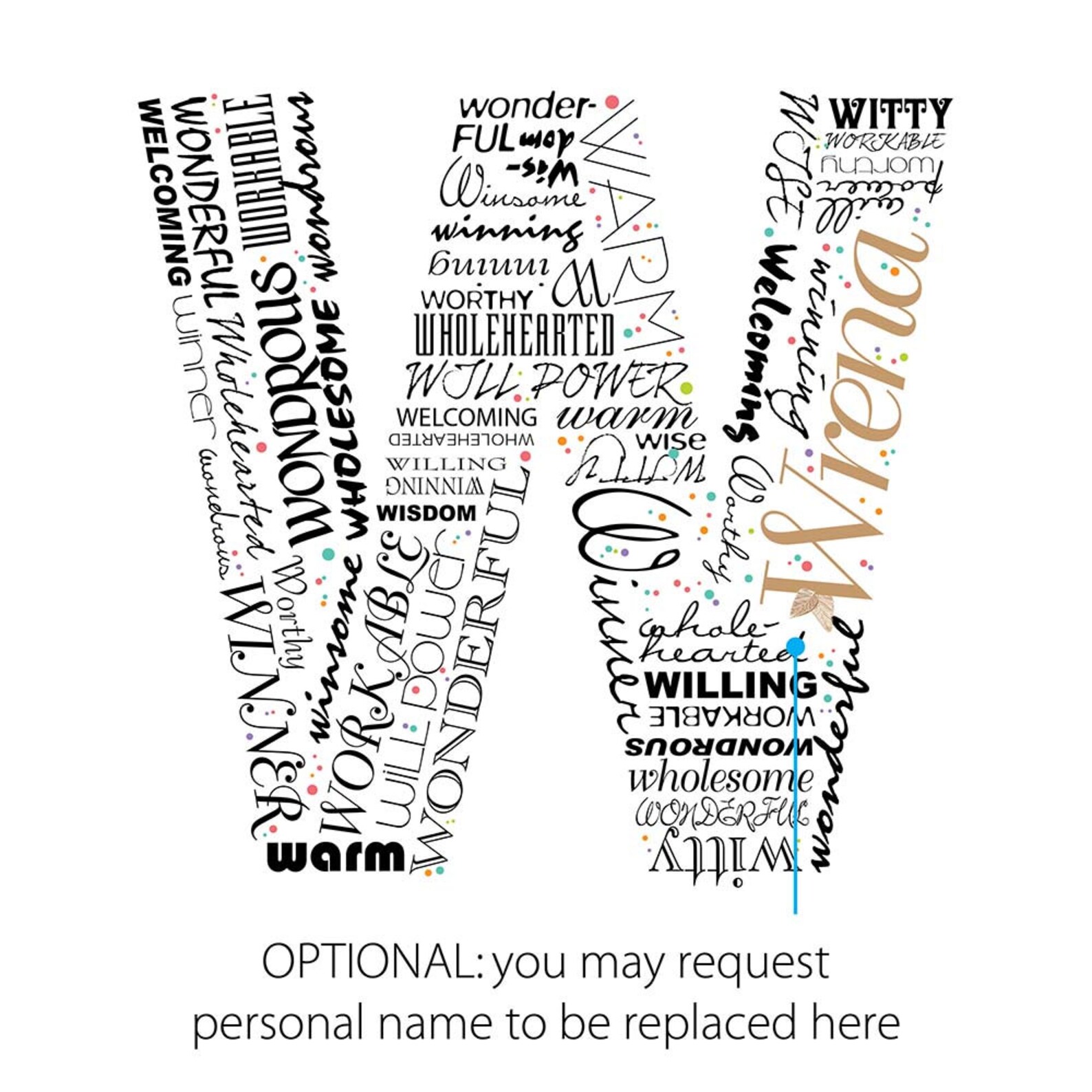 Positive Words Start With Letter W - Alphabet W, Monogram Letter ...