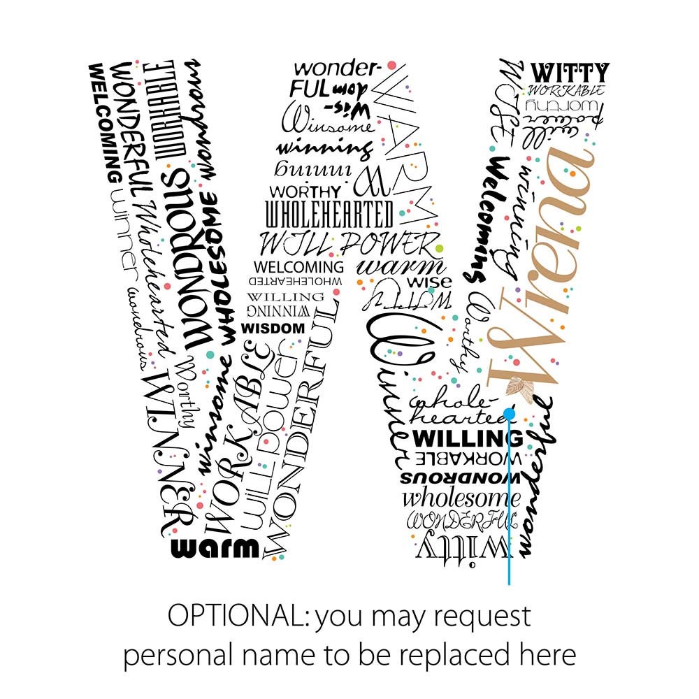 Positive Words Start With Letter W - Alphabet W, Monogram Letter ...