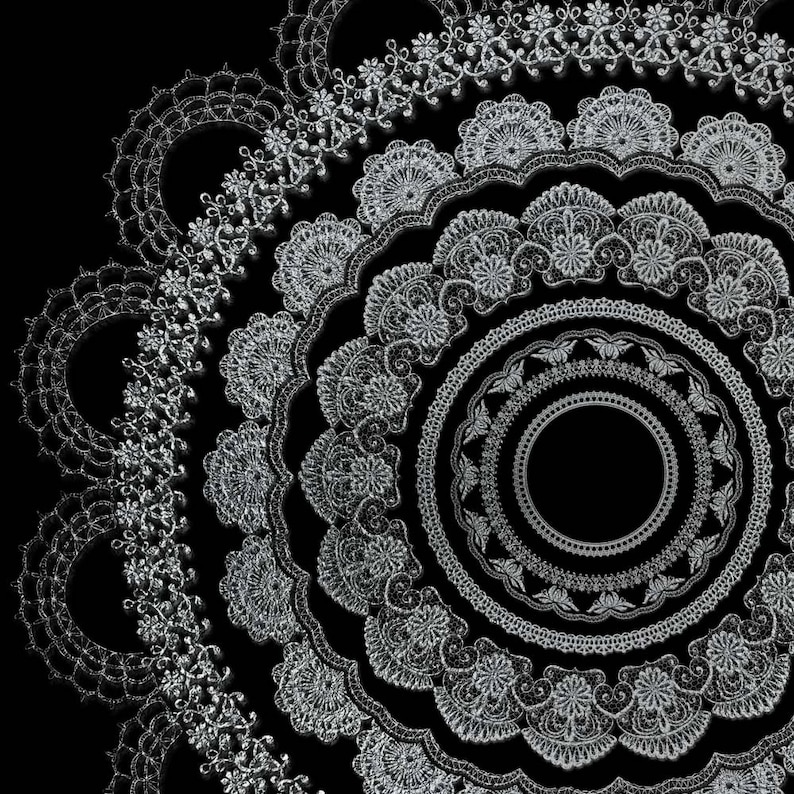 Lace Borders Round, Oval, Square, Rectangle Frames, 6 Designs, 48 ...