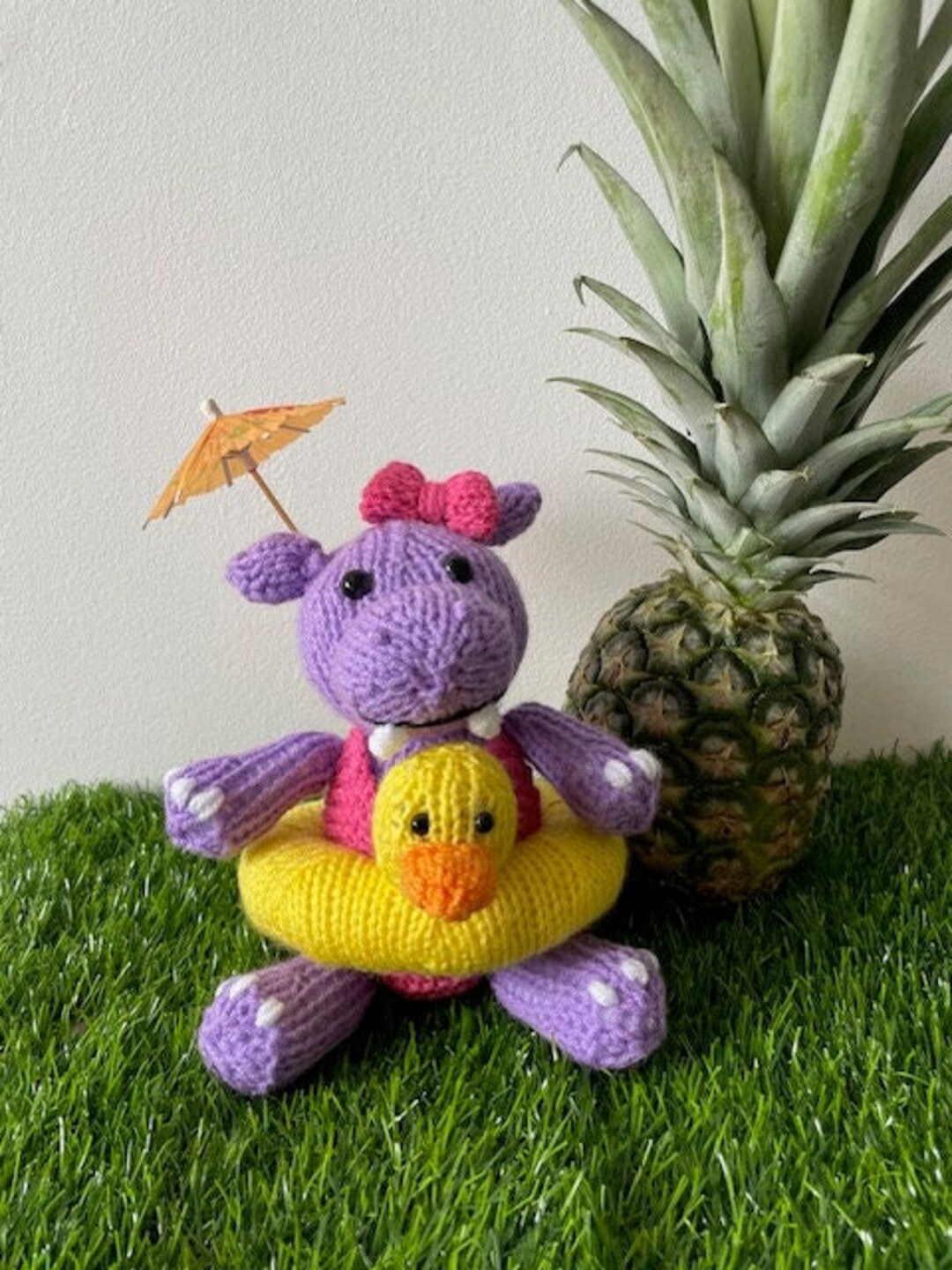 Pool Party Hippo Knitting Pattern, Hippo With Floatie, Stuffed Toy ...