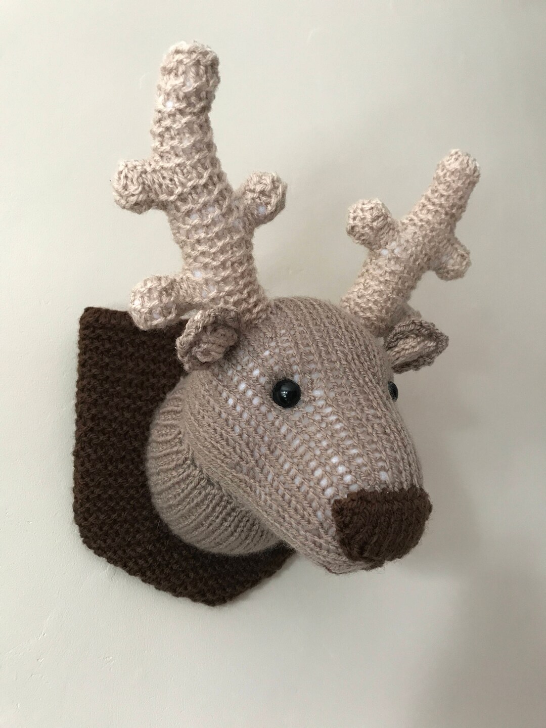 Deer Head Knitting Pattern Faux Taxidermy Animal Head Moose Hunting ...