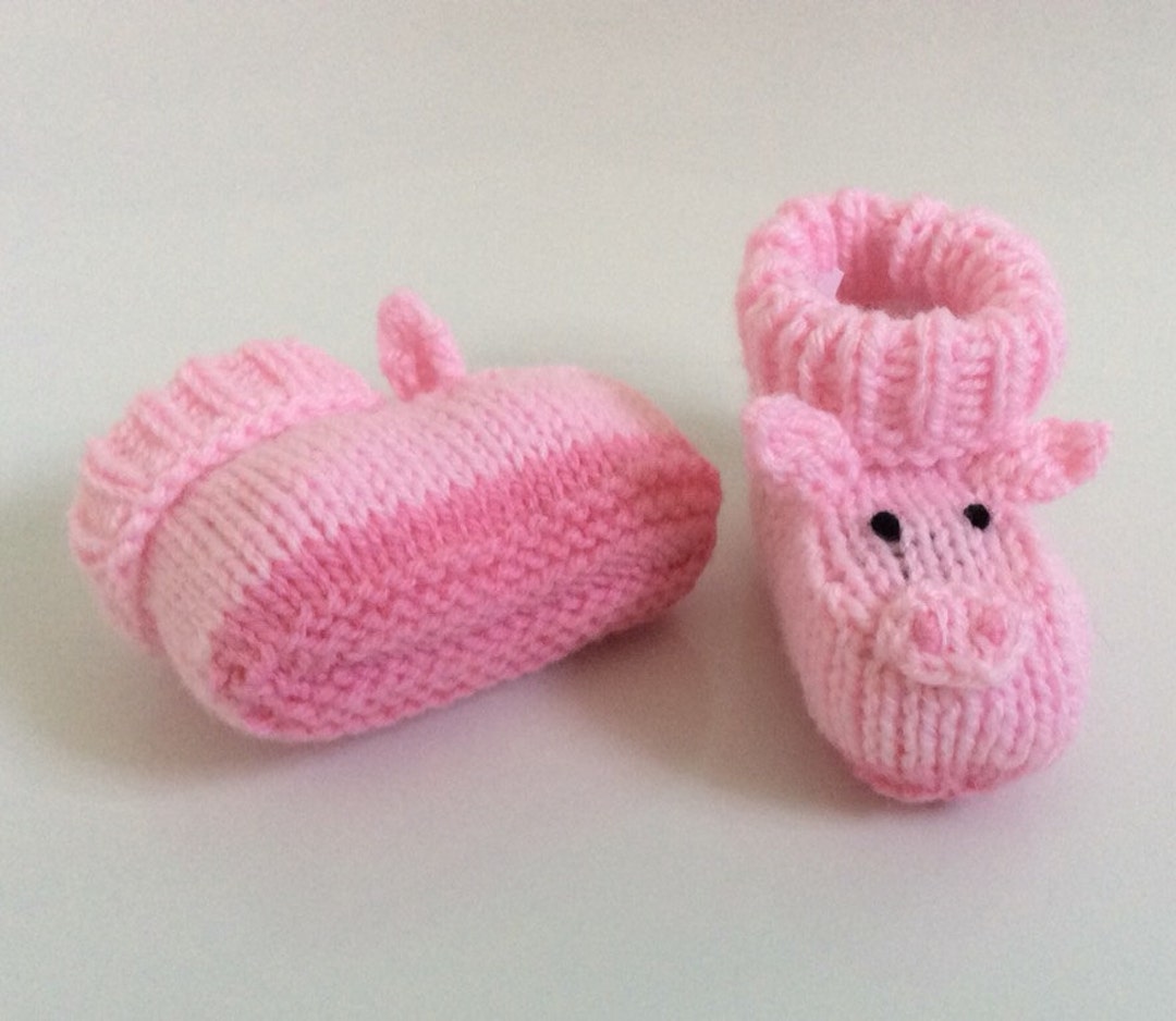 Pig Baby Booties Knitting Pattern, PDF Animal Baby Boots Shoes Socks ...