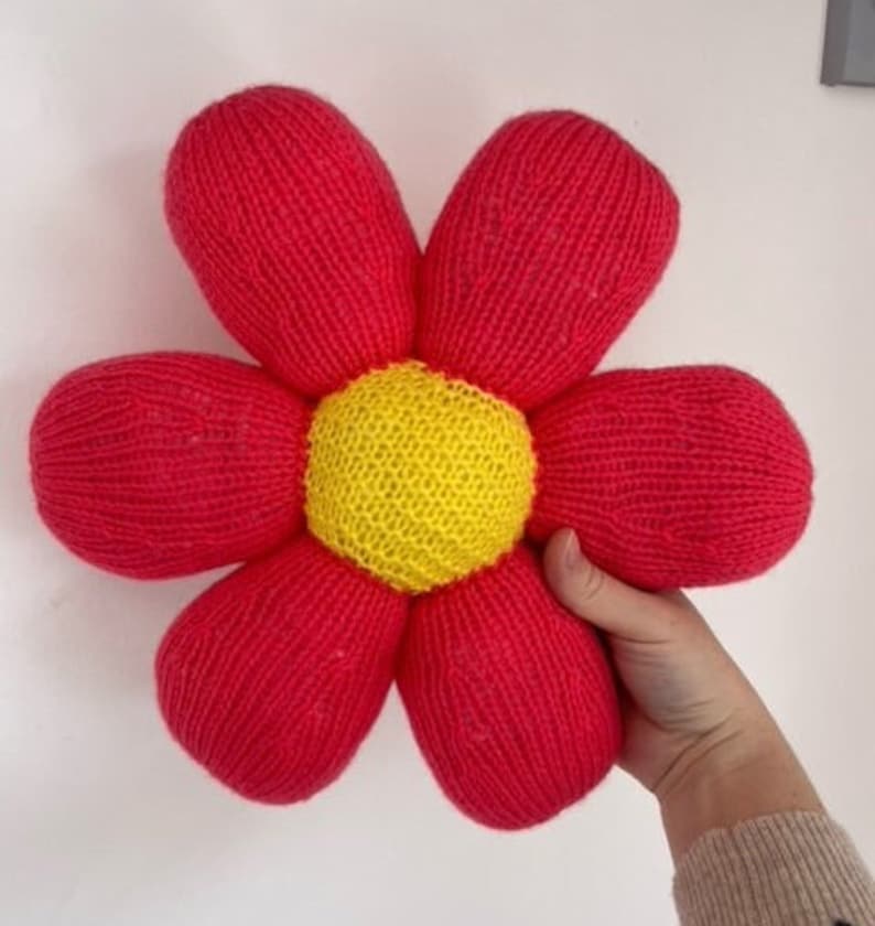 Flower Cushion Knitting Pattern PDF Instant Download, Girls Knitted ...