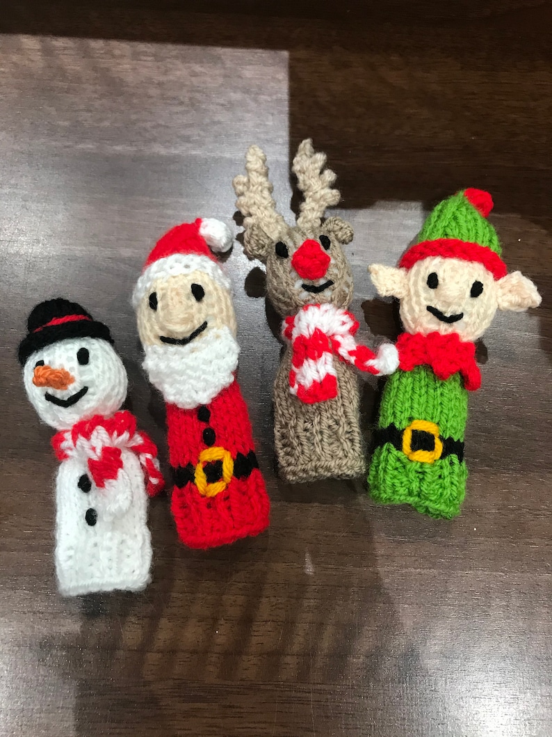 Christmas Finger Puppets Knitting Pattern Santa Rudolph - Etsy