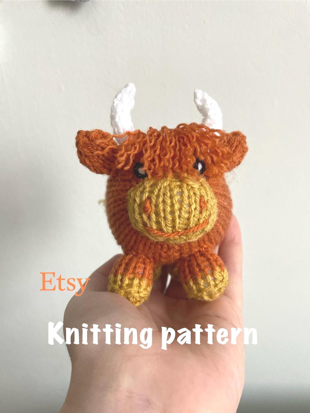 Highland Cow Knitting Pattern, Mini Farm Animal Toy PDF Download, Easy Fun Amigurumi Knitting ...