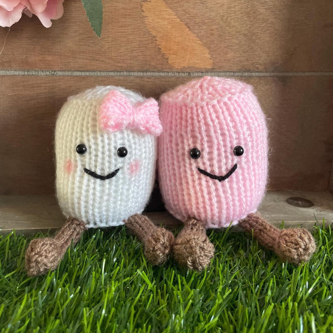 Mr & Mrs Marshmallow Knitting Pattern / Cute Couple Plushie Toy ...