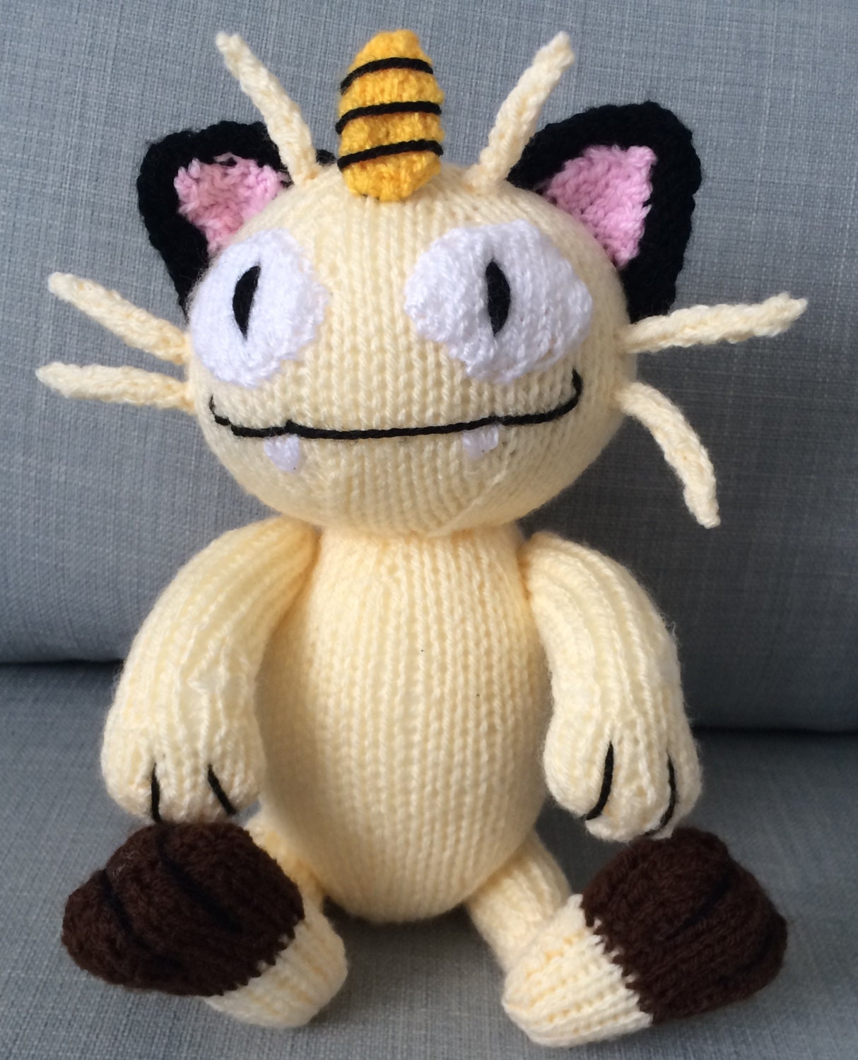 Meowth Pokemon Knitting Pattern/ Pokemon Plushie Cat Knit Pattern/ Toy ...