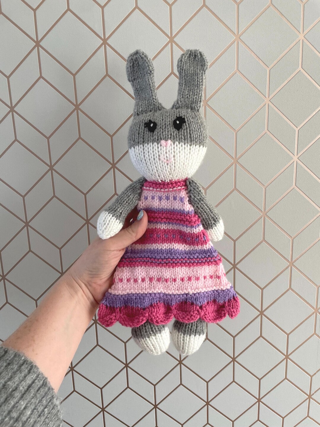 Sweet Bunny Lovey Knitting Pattern, Rabbit Baby Toy PDF Download, Easy ...