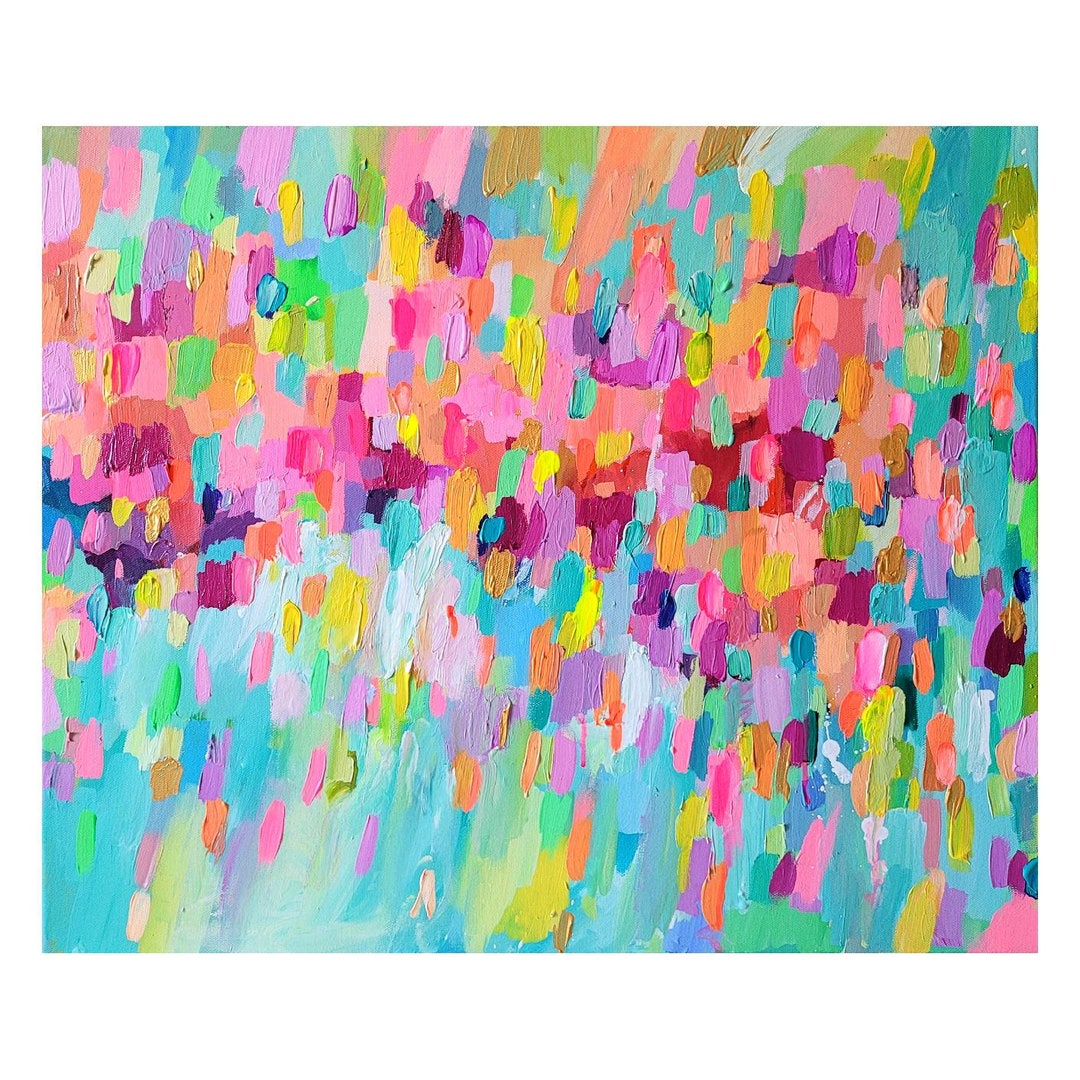 Original, Colorful, Bright, Vibrant Abstract Art on Canvas, With Golden ...