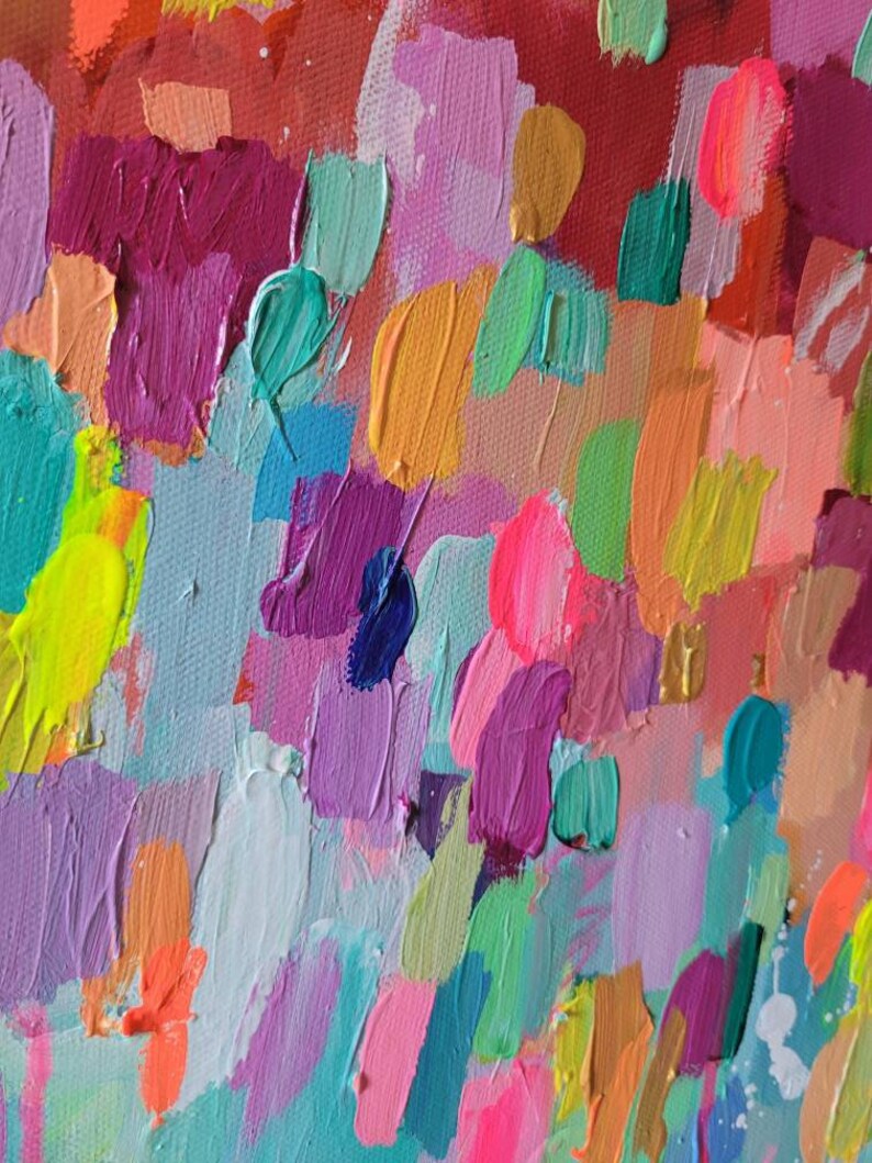 Original Colorful Bright Vibrant Abstract Art on Canvas - Etsy UK