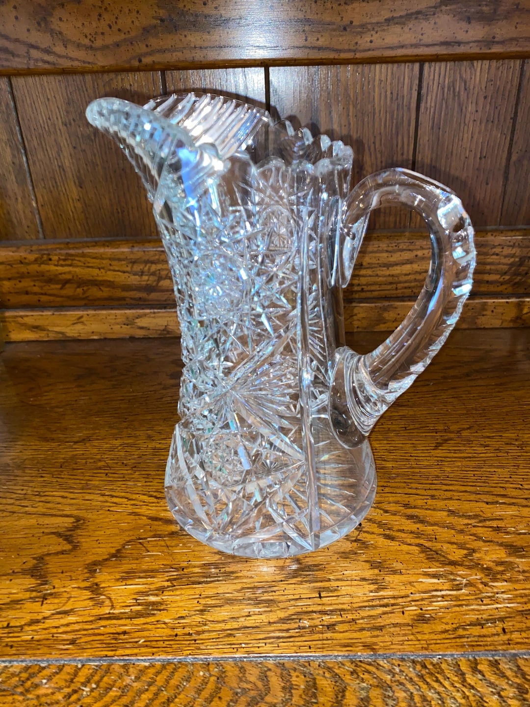 American Brilliant Period Pitcher Cut Glass, Crystal Pitcher, Vintage ...