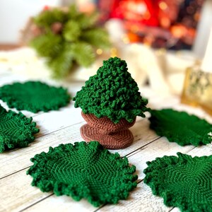 Crochet Christmas Tree Coasters With Holder Pattern - ENG - Etsy