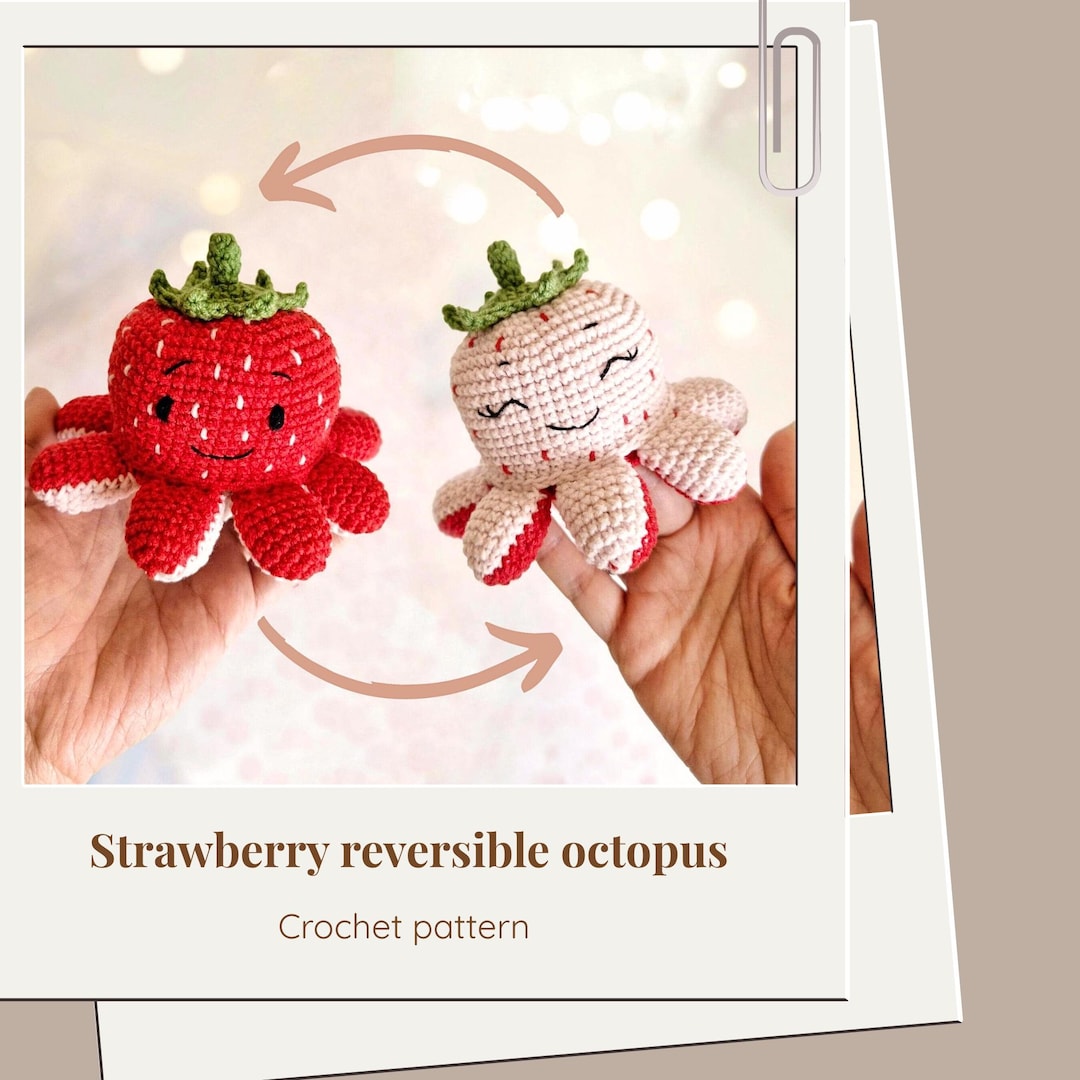 Crochet Strawberry Octopus Reversible Amigurumi Pattern (ENG) - Etsy