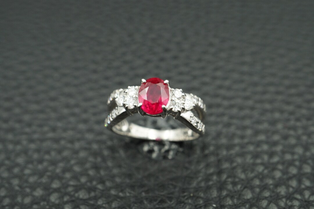 Burmese Ruby Ring 1.11ct With 0.30ct Diamonds Platinum - Etsy