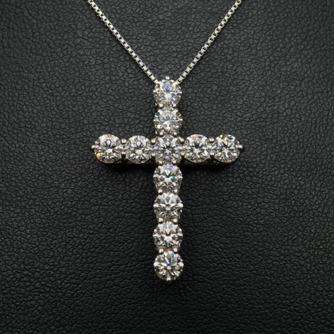 2.00ct Diamond Cross Pendant With Platinum Setting and Necklace - Etsy