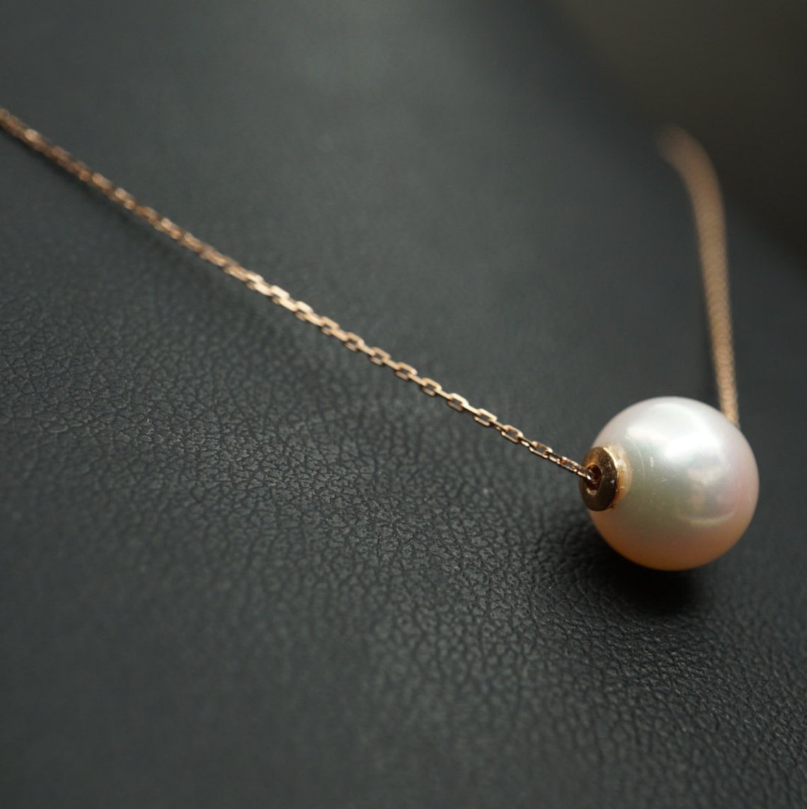 10K Rose Gold Necklace With 7.5mm Japanese Akoya Cultured Pearl - Etsy