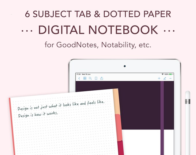 Goodnotes Journal, Notability Template, Dot Grid Notebook, Tabbed ...