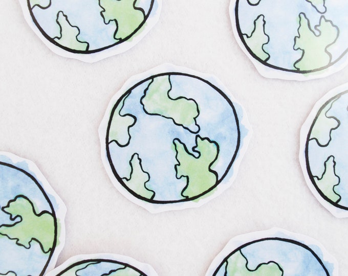 4x4 / 5x5 Earth Round Vinyl Stickers - Etsy