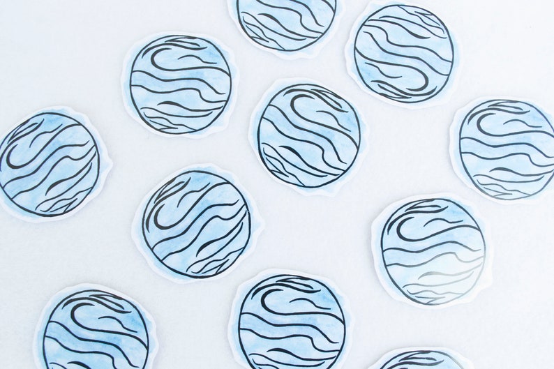Watercolor Neptune Planet Sticker Stationary Handmade Painted - Etsy
