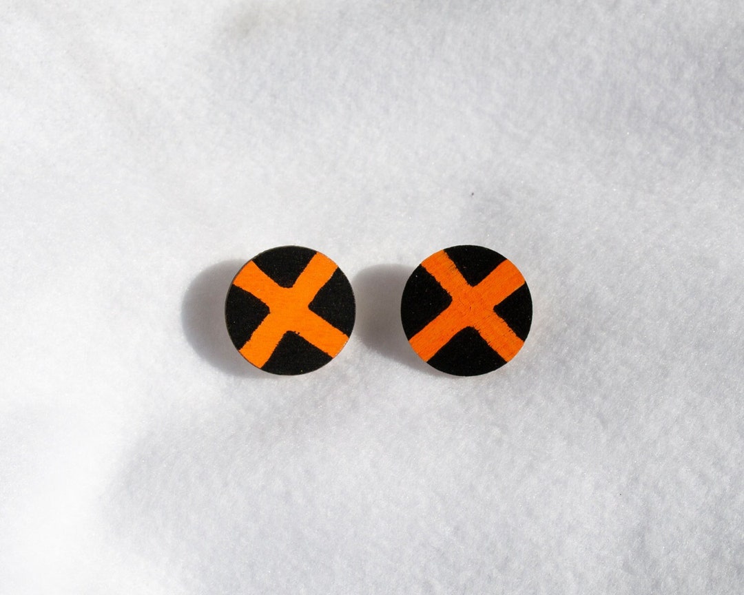Fire Explosion Hero Round Circle Wooden Stud Earrings - Etsy