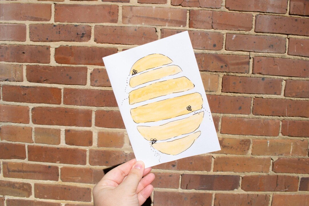 Honey Bee Hive Hand Painted Greeting Card - Etsy