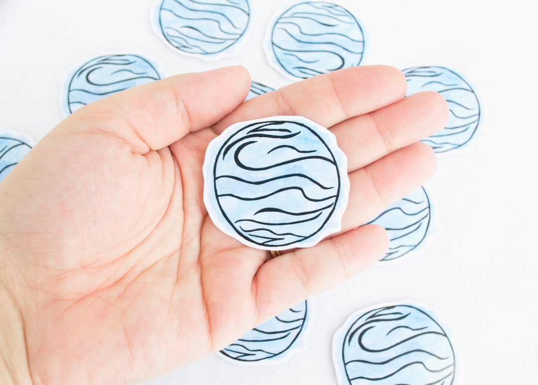 Watercolor Neptune Planet Sticker Stationary Handmade Painted - Etsy