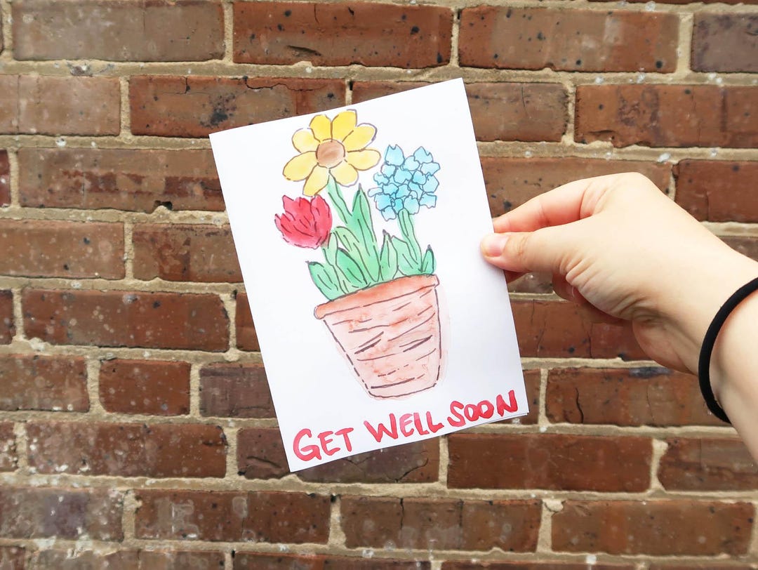 Potted Flowers Get Well Soon Hand Painted Greeting Card - Etsy