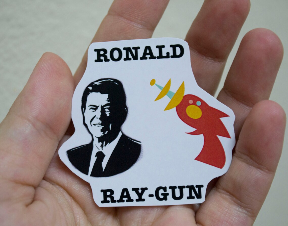 Ronald Ray-gun Sticker Funny Pun Punny Art Handmade Gag Gift - Etsy