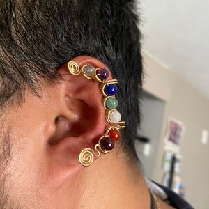 Gold Chakra Ear Cuff, Brass Ear Cuff, Crystal Ear Cuff , Chakra Jewelry ...