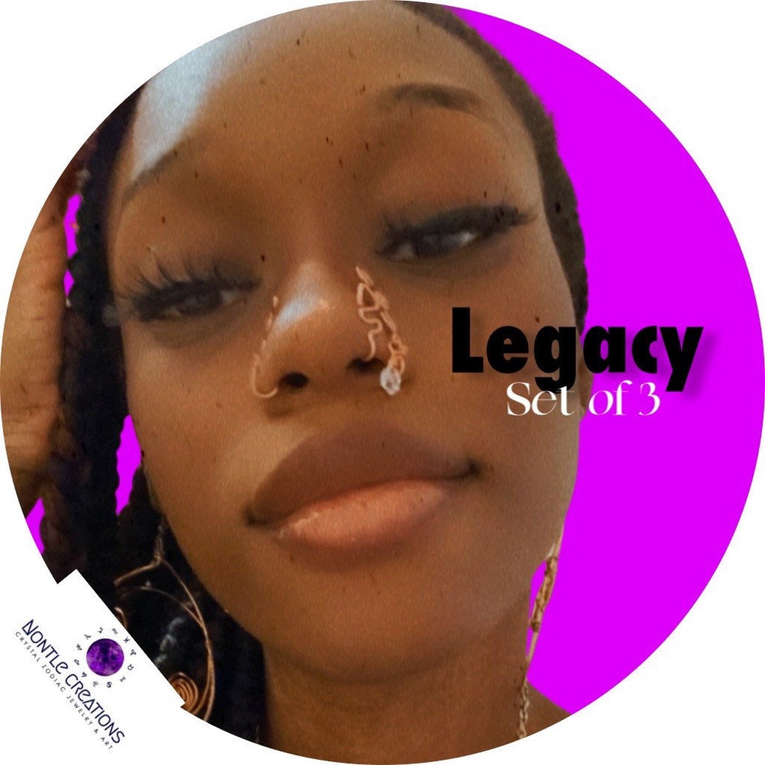 Dangle Nose Cuff Set of Three | Faux Piercing, Jade & Ruby - Etsy