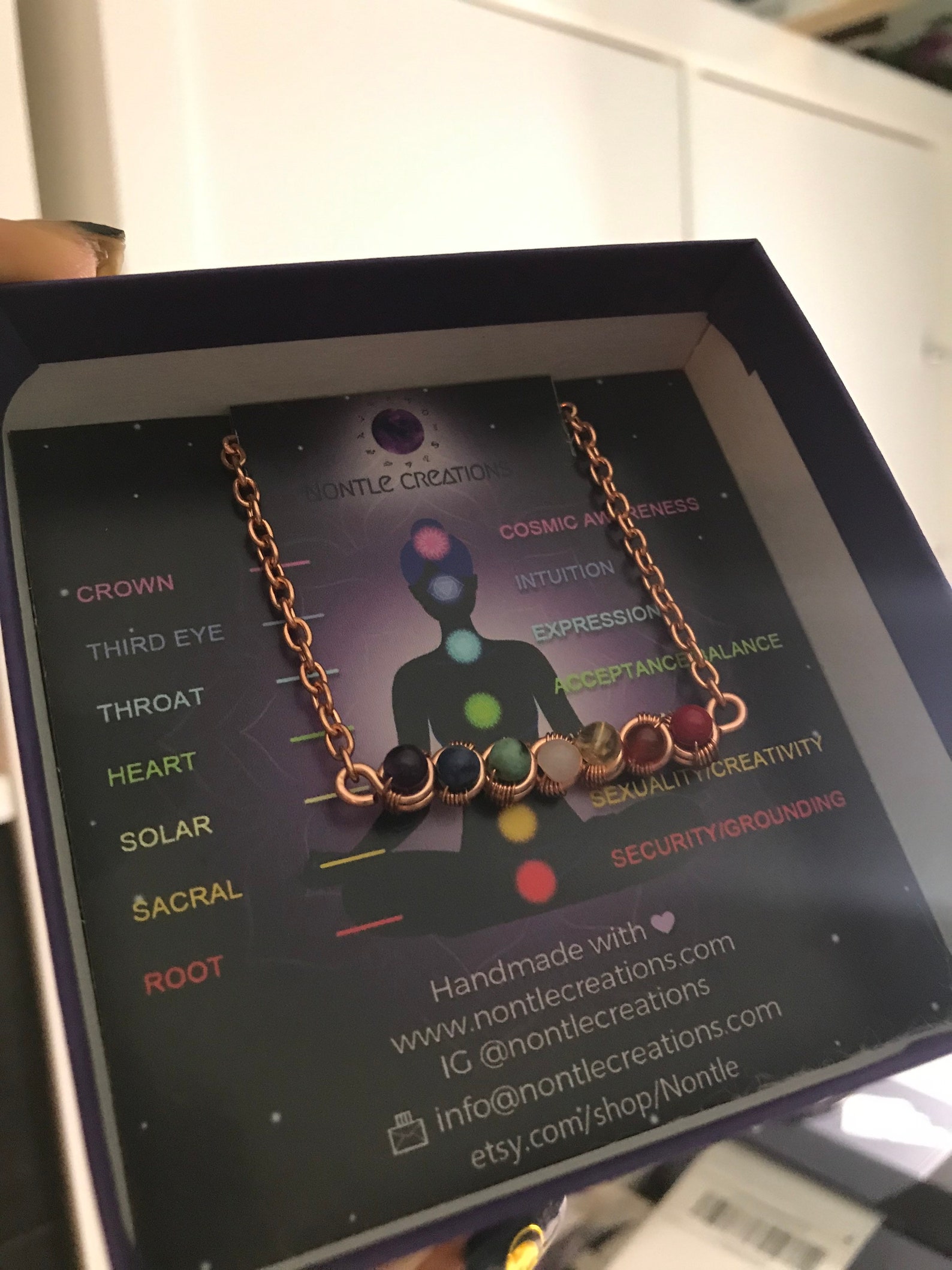 Copper Chakra Necklace, 7 Stone Rainbow, Yoga Jewelry - Etsy