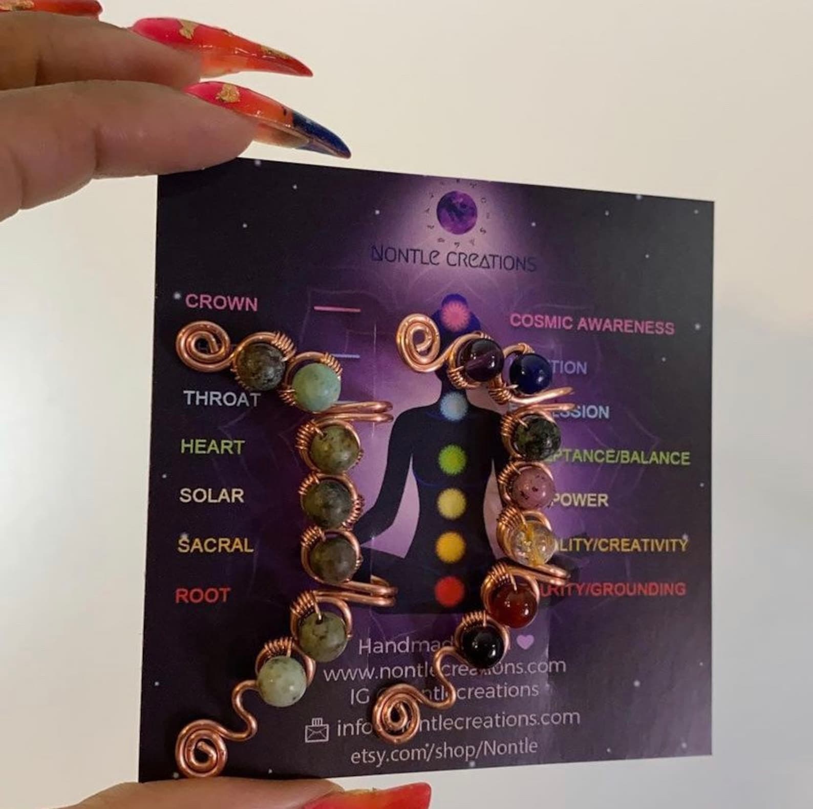 Chakra Ear Cuff Copper Ear Cuff Crystal Ear Cuff Chakra - Etsy