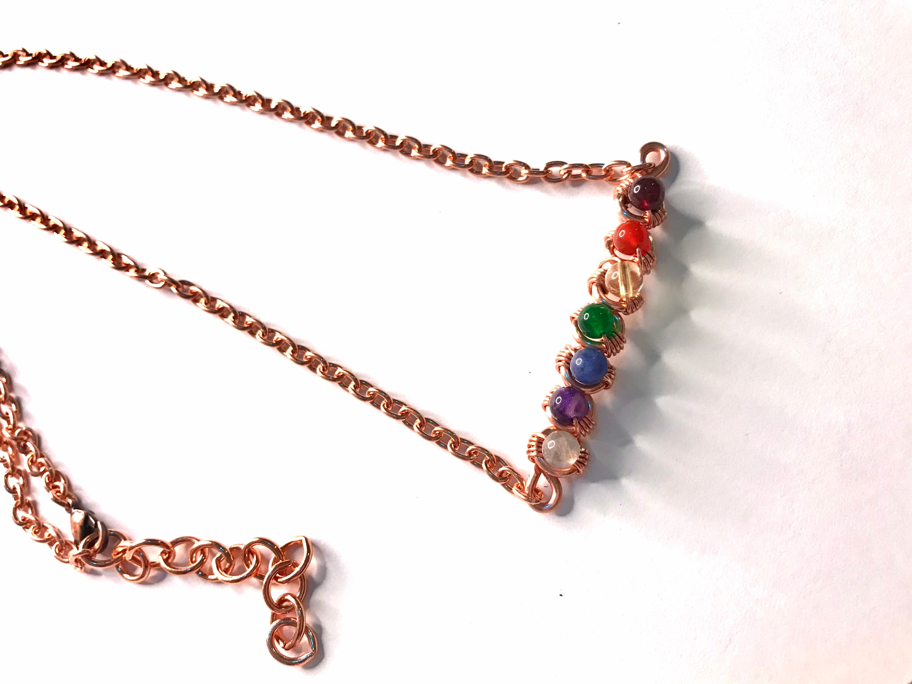 Lil Copper Chakra Necklace, 7 Chakras Balancing Stones, Healing Copper ...