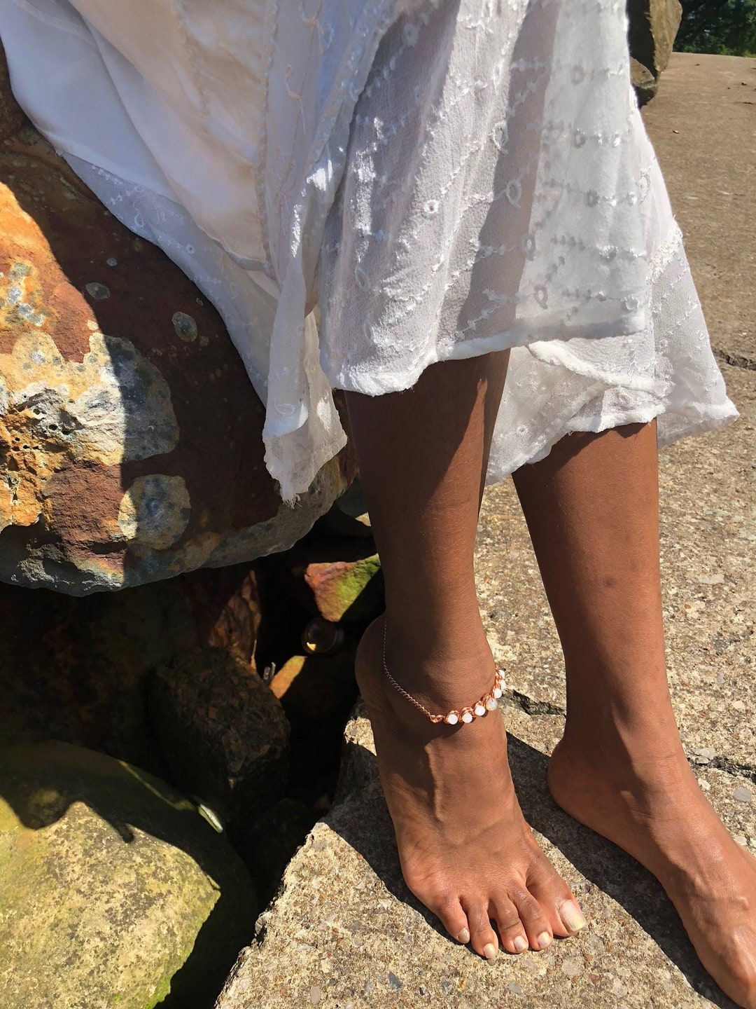 Copper Crystal Anklet, Copper Anklets , Ankle Jewelry, Barefoot Sandles ...