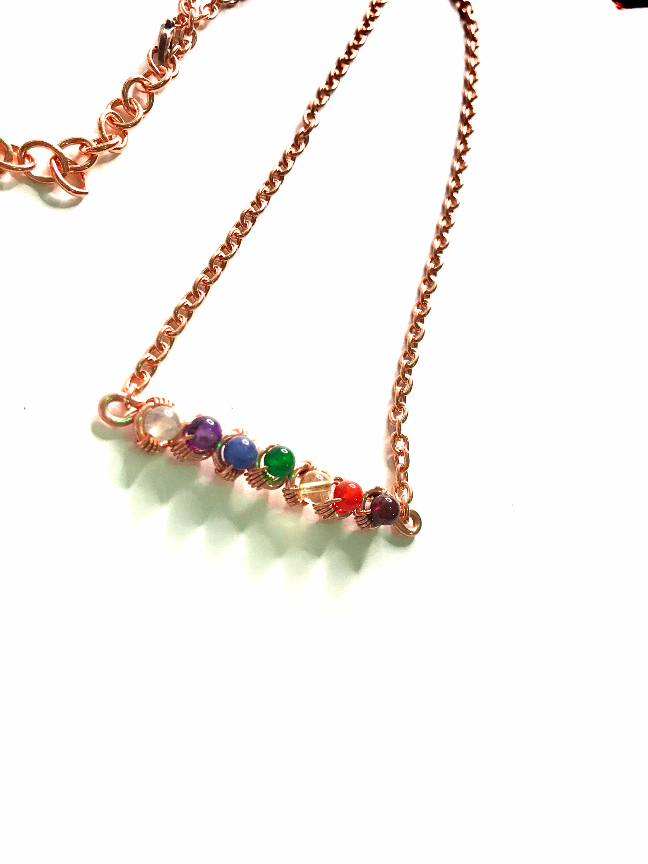 Lil Copper Chakra Necklace 7 Chakras Balancing Stones | Etsy