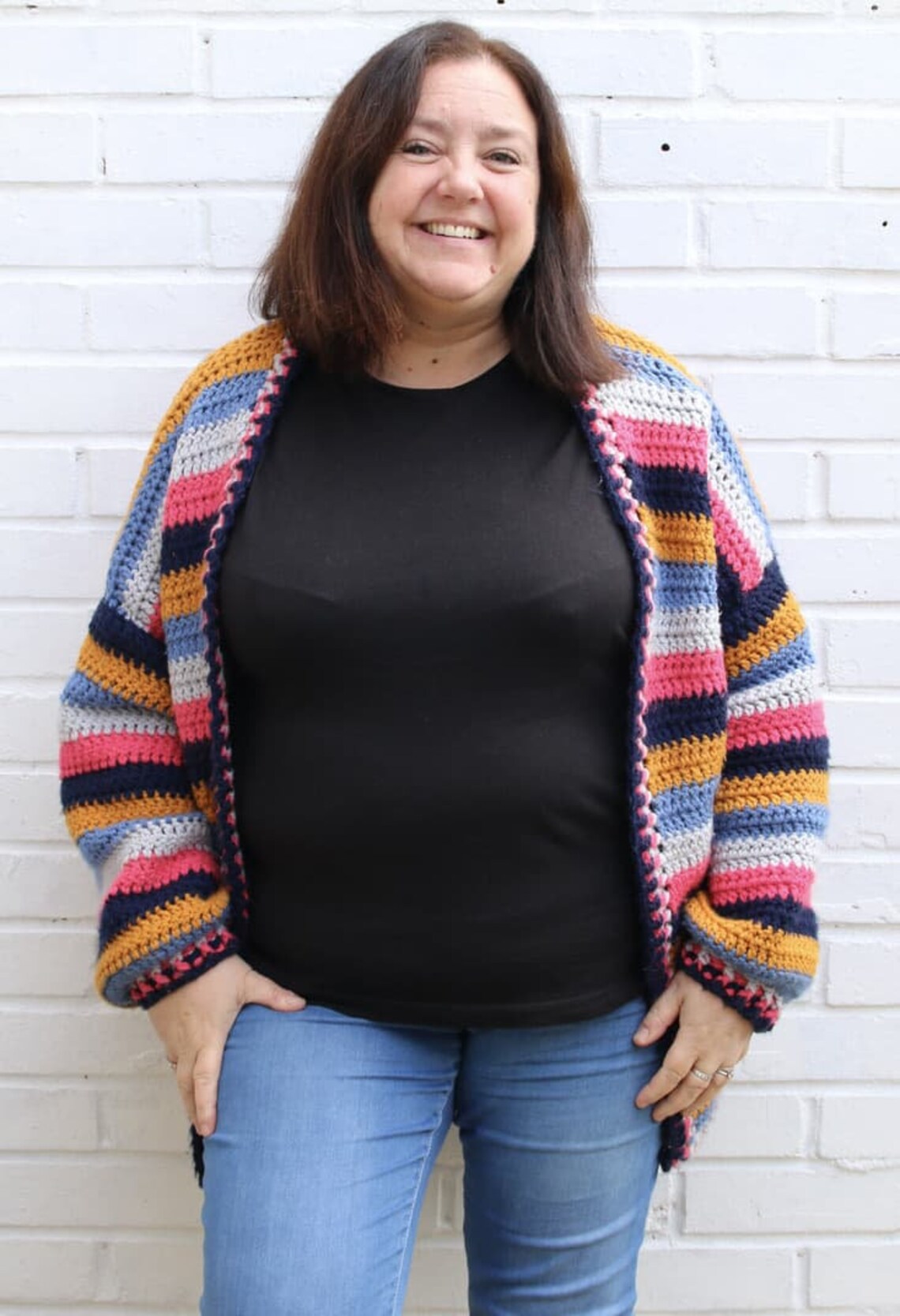 Striped Crochet Cardigan Pattern Easy Quick Make Instant - Etsy