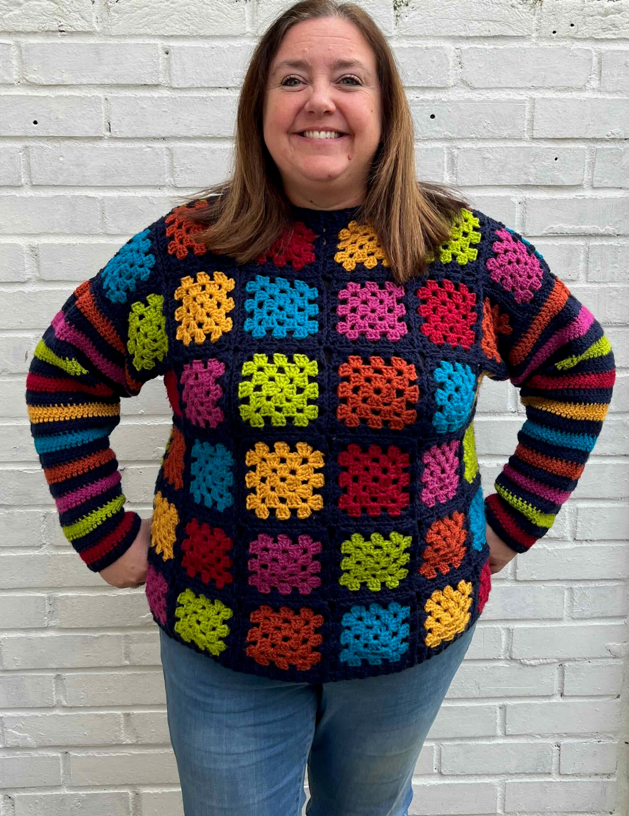 Rainbow Granny Square Sweater - Etsy