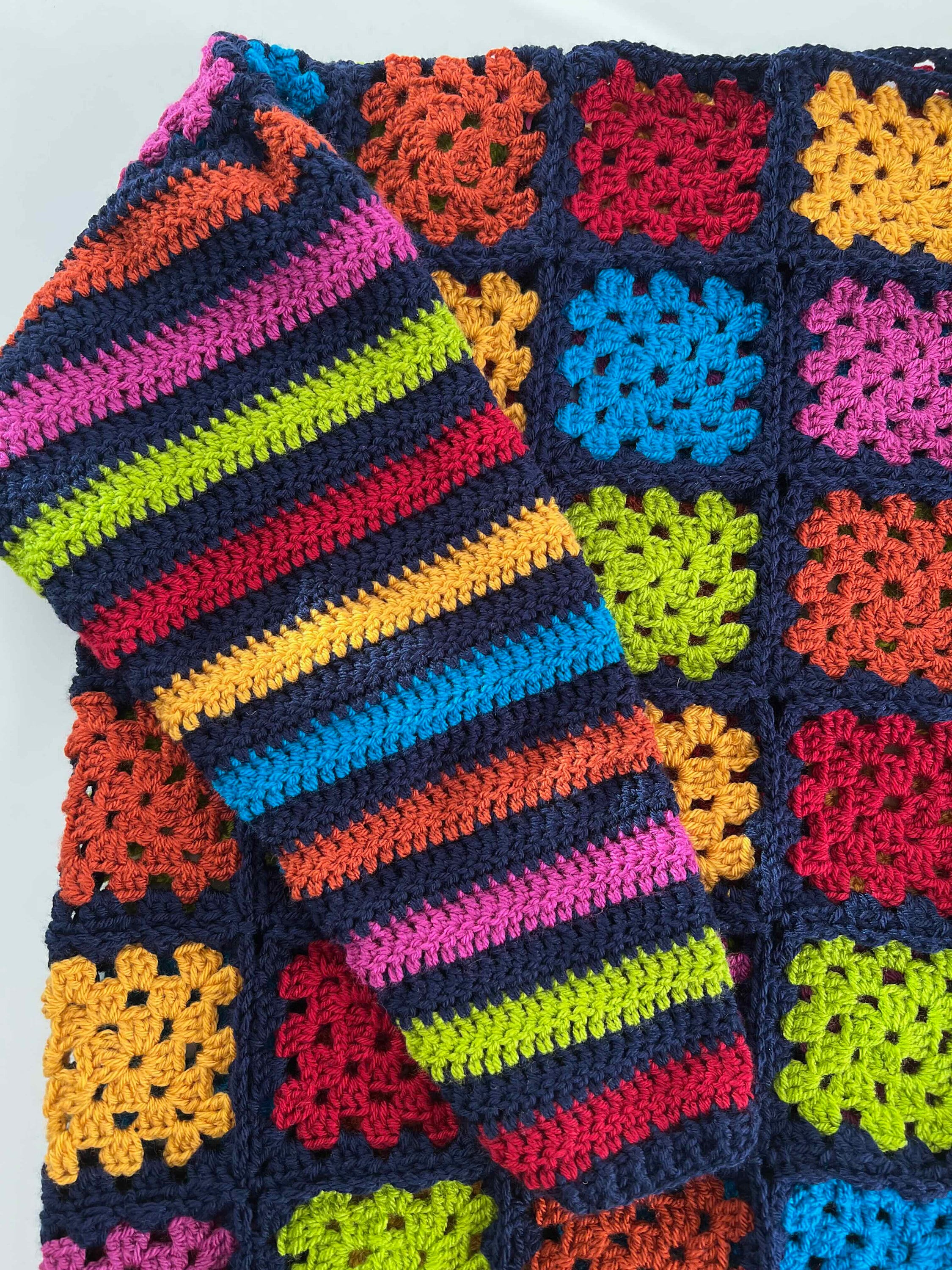 Rainbow Granny Square Sweater - Etsy