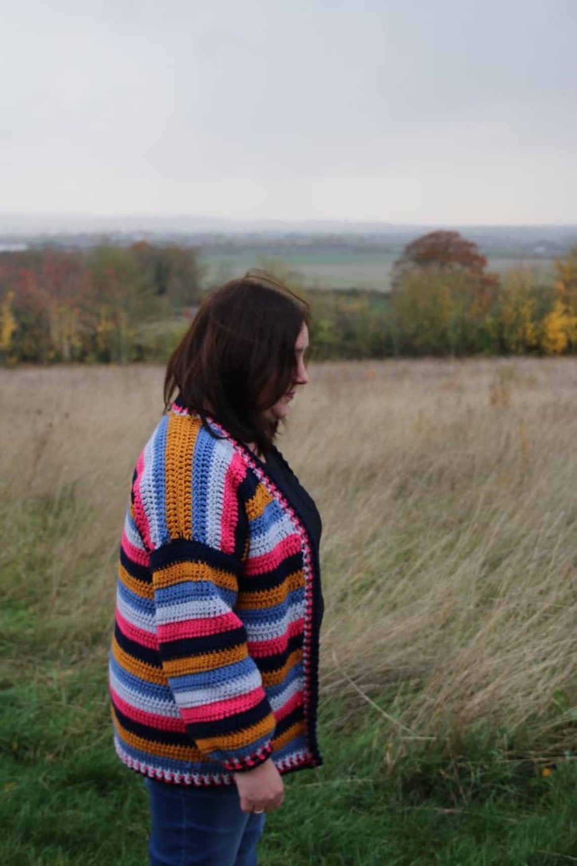 Striped Crochet Cardigan Pattern Easy Quick Make Instant - Etsy