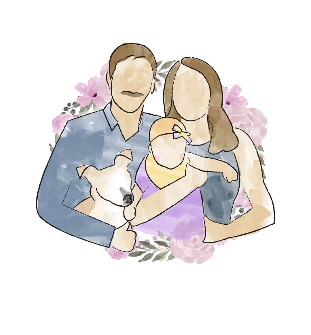 Digital Family Portrait - Etsy