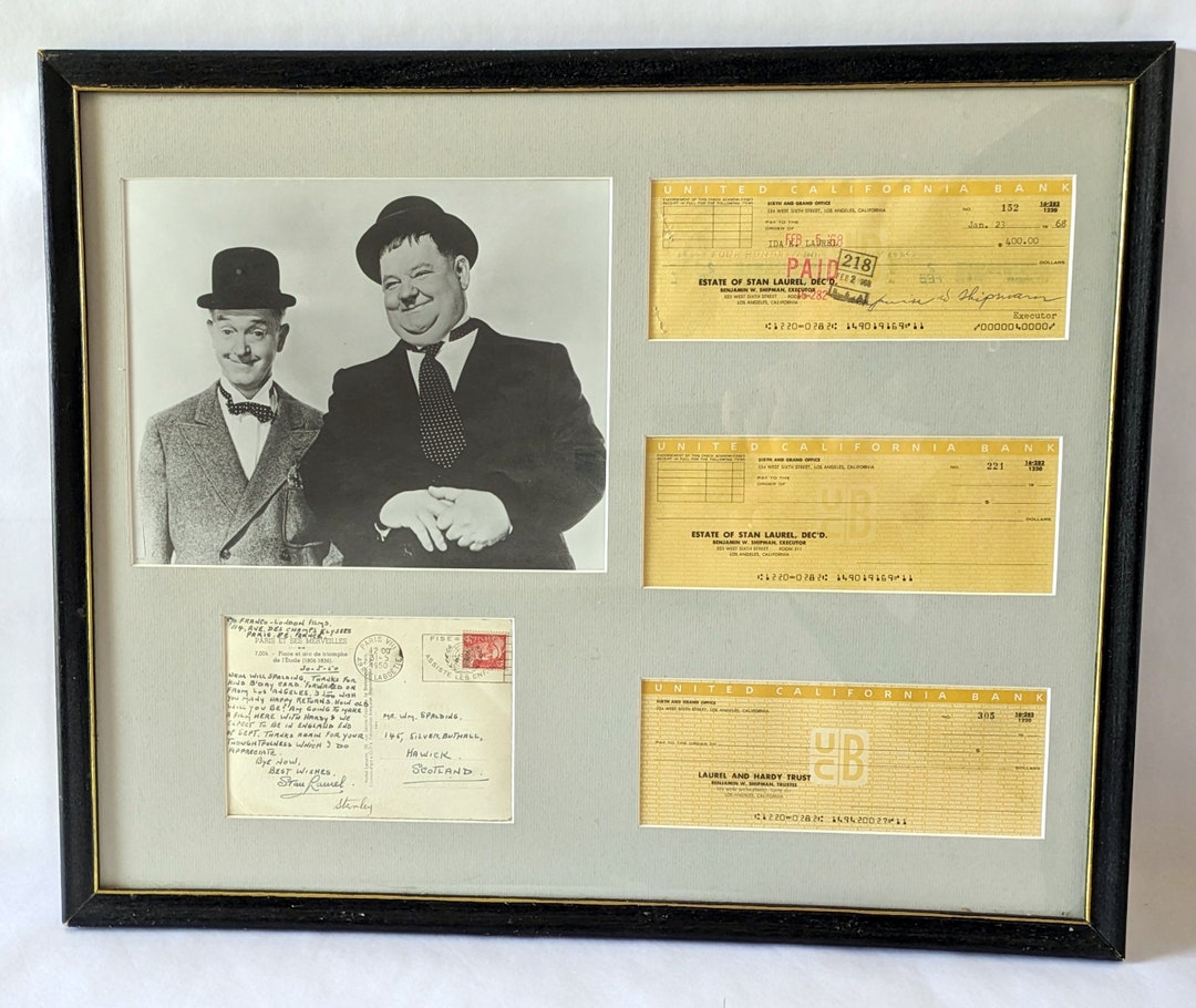 Stan Laurel Signed 1950 Personalized French Post Card to Scotland About ...