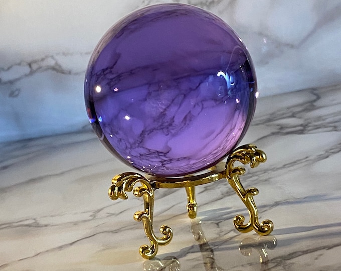 60mm Amethyst Purple Quartz Crystal Ball With Wooden Stand Healing ...