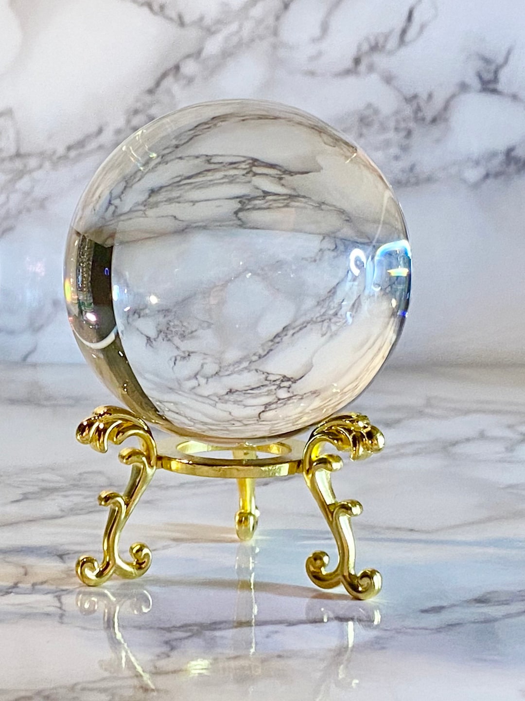 60mm Clear Quartz Crystal Ball With Wooden Stand Healing Crystal ...