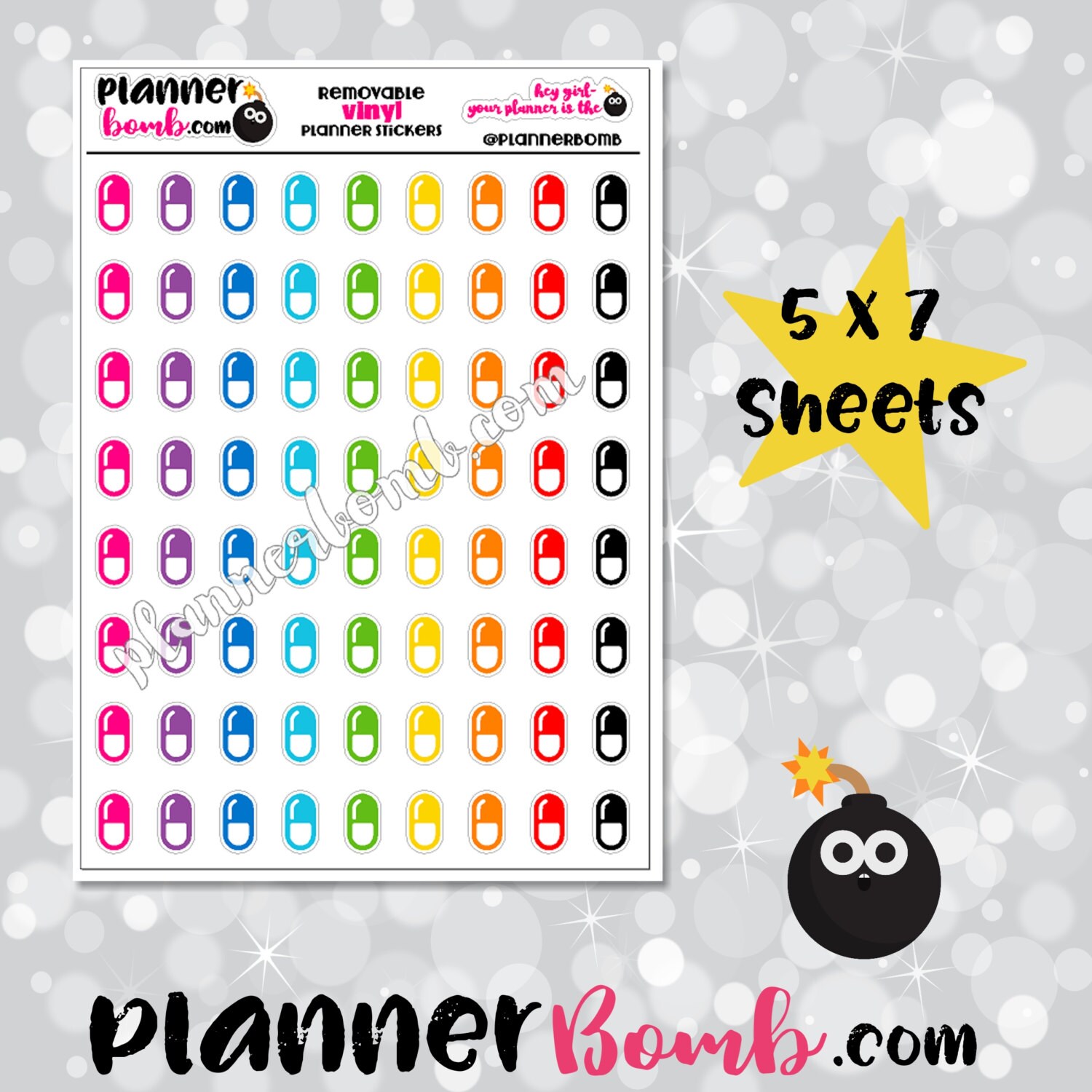 Vinyl Pill Removable Planner Stickers | Etsy