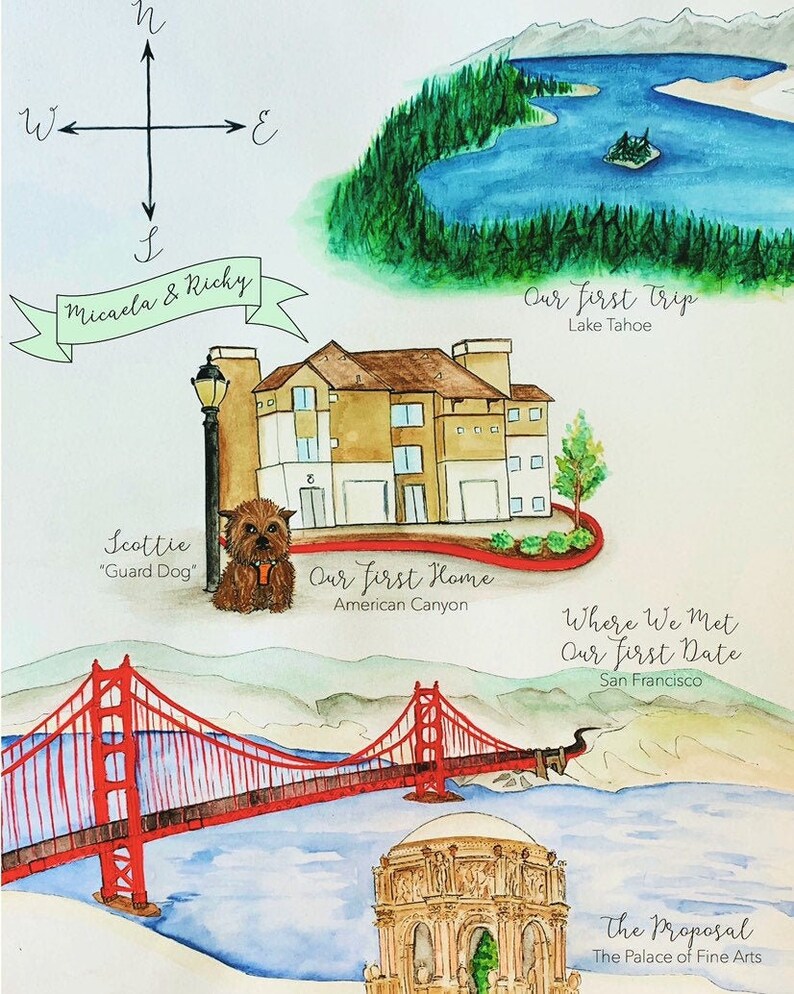 Custom Wedding Map/love Story Map - Etsy