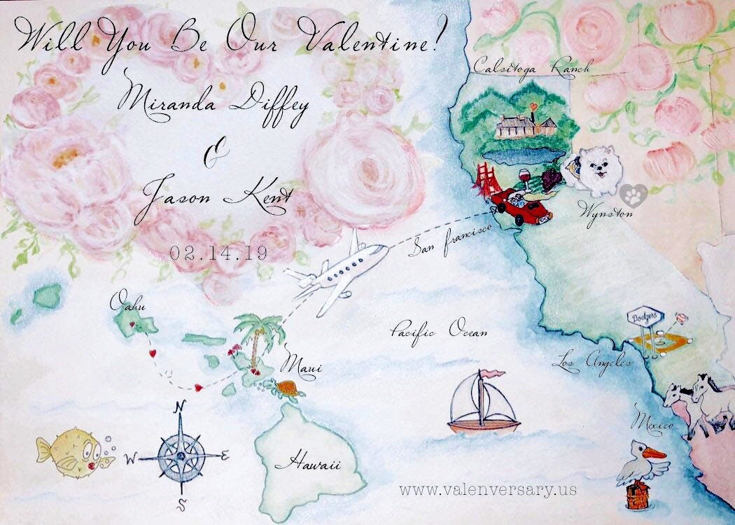 Custom Wedding Map/love Story Map - Etsy