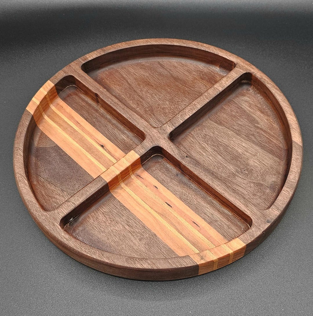 Four Compartment Serving Tray Made From Walnut, Cherry and Maple ...