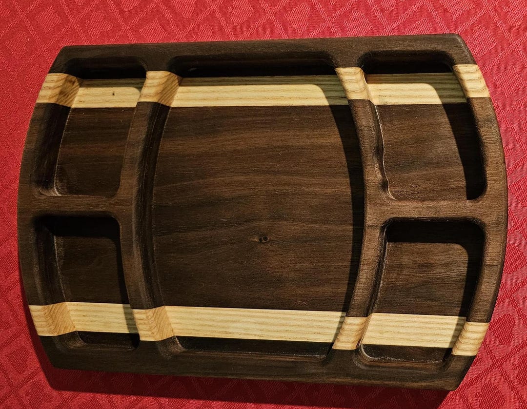 Five Compartment Serving Tray Made From Walnut and Maple - Etsy
