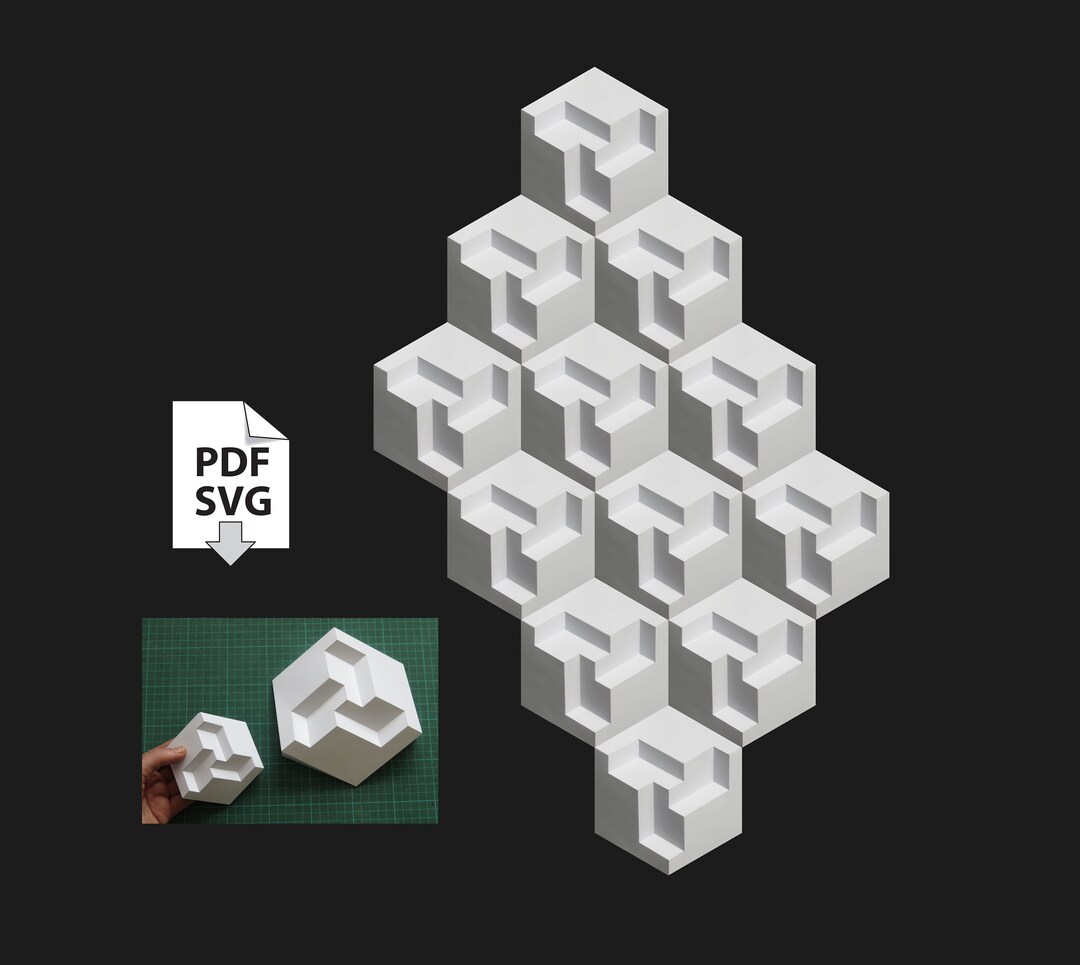 Papercraft Easy DIY Wall Tile Hexagon Escher Stairs Mosaic Geometric ...
