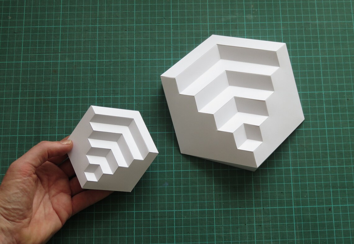 Papercraft Easy DIY Wall Tile Hexagon Escher Stairs Mosaic Geometric ...